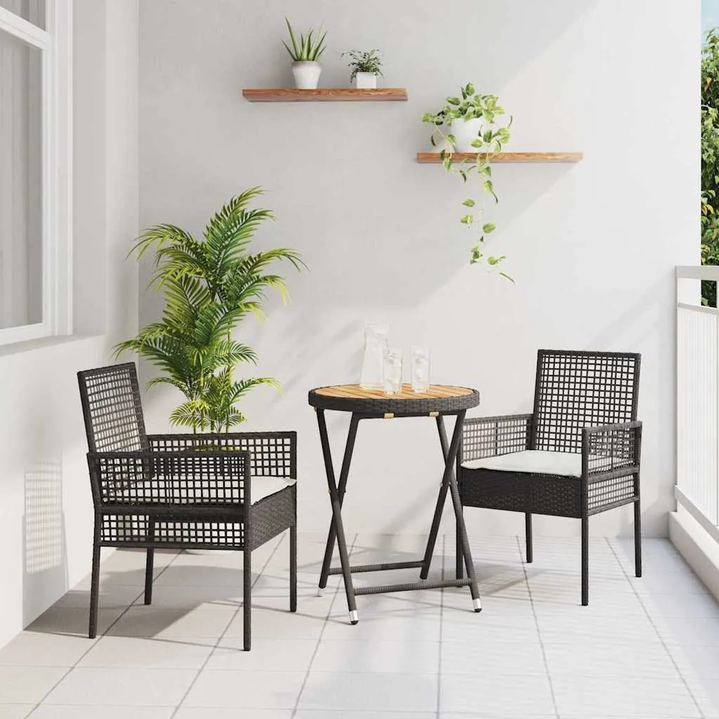 Zahradní bistro set 3 ks Černá polyratan 3334967