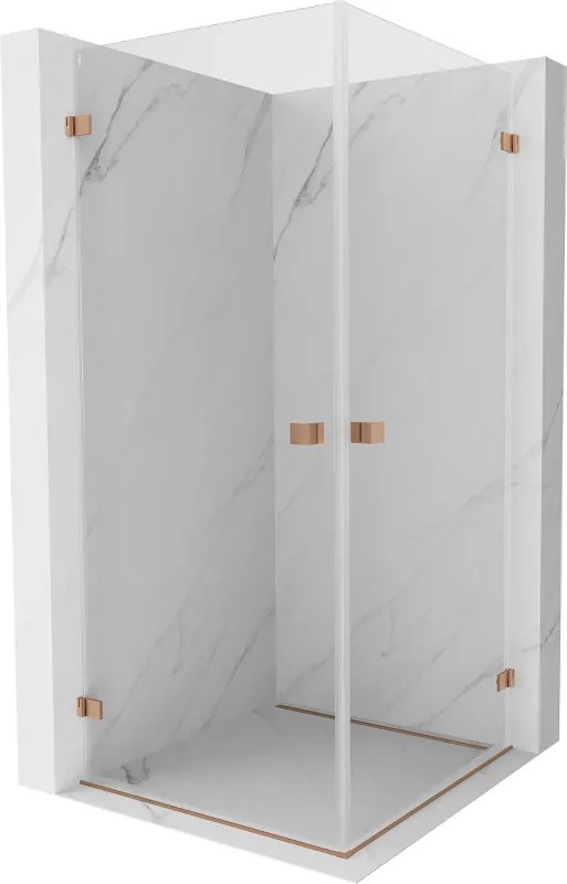 Mexen Lunar-B Duo výklopný sprchový kout 90 x 90 cm, čiré sklo, měděná matná, 832-090L-090P-65-00