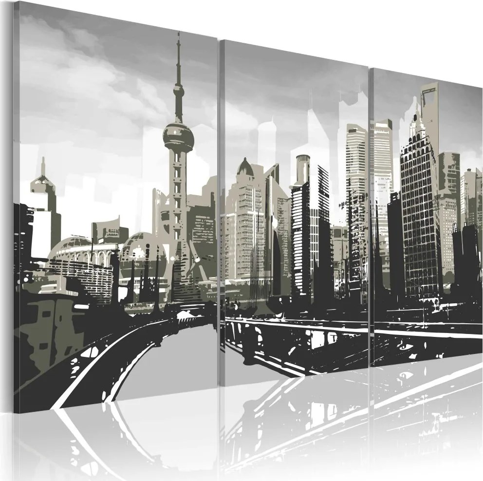 Obraz na plátně Bimago - Grey Shanghai 60x40 cm