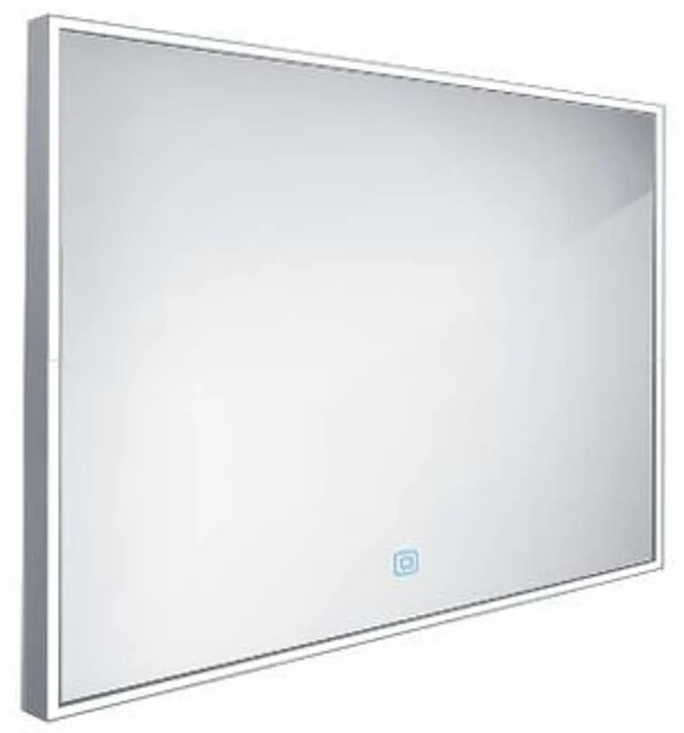 Nimco Zrcadla - Zrcadlo v rámu s LED osvětlením, 100x70 cm, hliník ZP 13004V