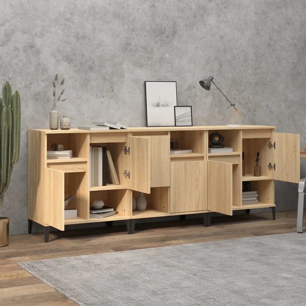 Příborníky 3 ks dub sonoma 60 x 35 x 70 cm kompozitní dřevo 3185746