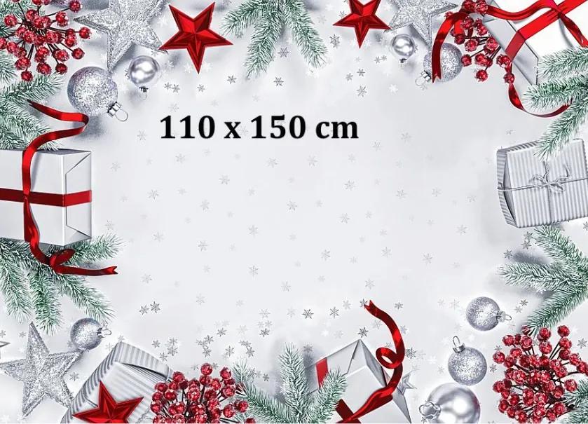 Vánoční ubrus s motivem dárků 110x150cm bílý
