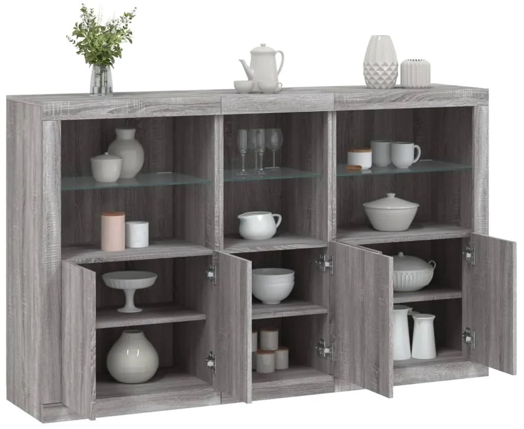 Příborník s LED osvětlením šedý sonoma 162 x 37 x 100 cm 3209147