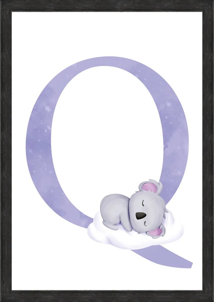 Abeceda písmena s koalou - Obraz, Plakát Velikost: B2 - 50x70 cm, Volba rámu: s bílým rámem, Písmeno: H