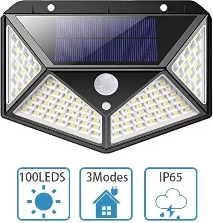 Solární čtyřstranné LED osvětlení s pohybovým senzorem