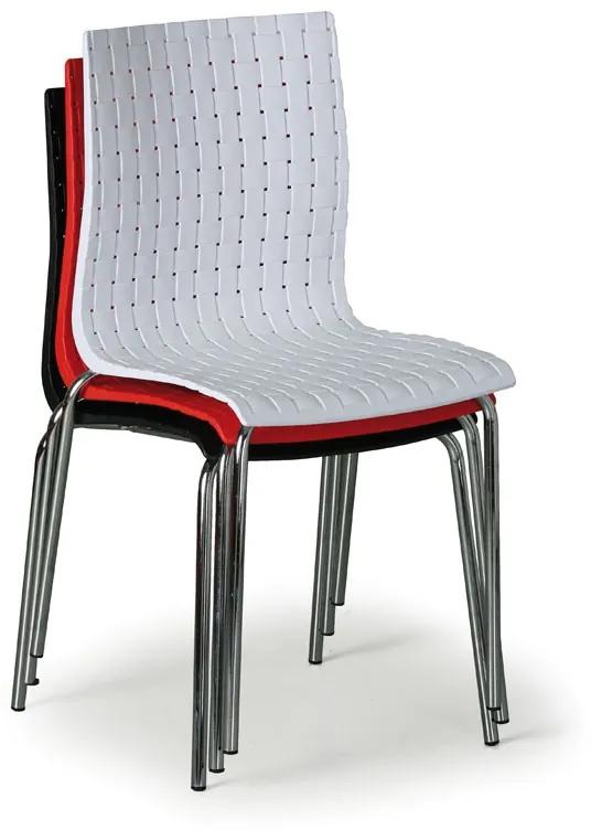 Plastová židle na kovových nohách MEZZO 3+1 ZDARMA, černá