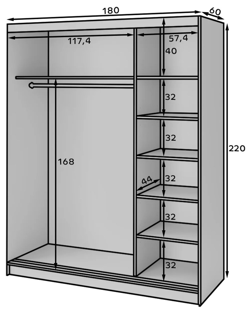 Eltap Šatní skříň Prescco III se zrcadlem