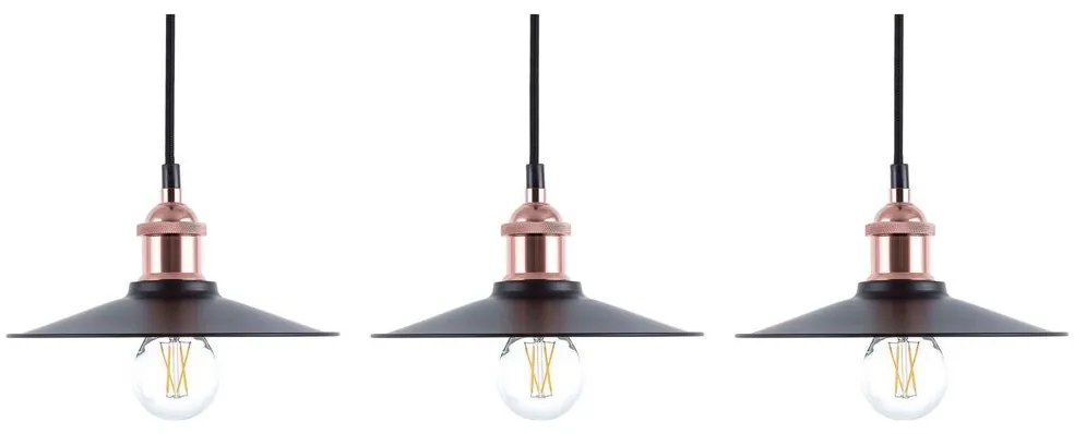 Sada 3 závěsných lamp ve tvaru kužele černá/měděná SWIFT S Beliani