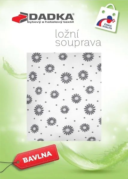 DADKA Povlečení bavlna Anežka tmavě šedá na bílém 220x200, 2x70x90 cm