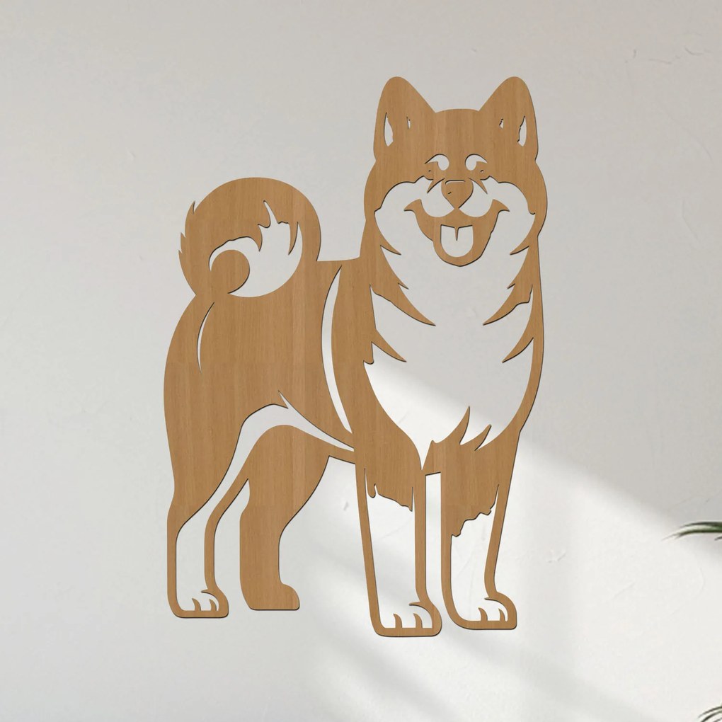 dřevo života Dřevěný obraz psa AKITA INU Zvolte rozměr (cm): 27x40, Zvolte barvu dekoru: Černá