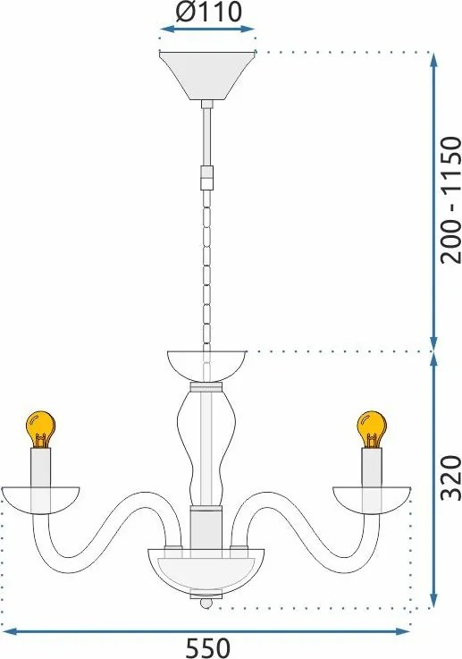 Toolight, stropní lampa na zavěšení 6xE14 APP1081-6CP, růžové zlato, OSW-00681