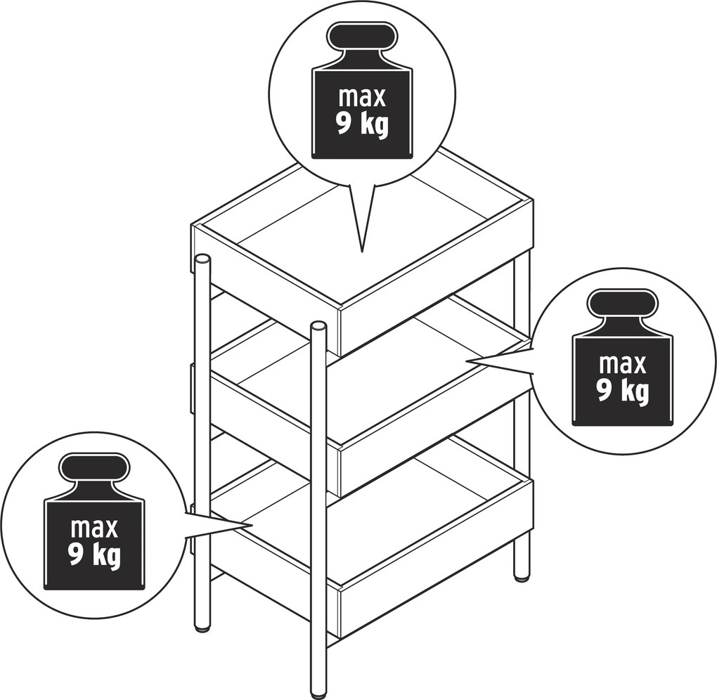Tchibo - Stojací regál z masivního dřeva se 3 přihrádkami - barva: hnědá