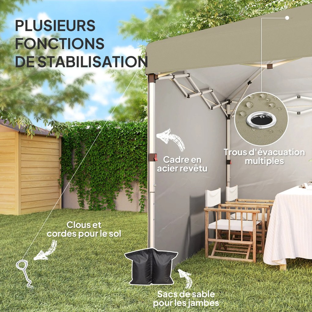 Outsunny Palanda pro Zahradu s Pop-Up Systémem, Skládací Altán s Nastavitelnou Výškou, Ochrana UV 30+ s 2 Bočními Stěnami - Součástí Nosič - Pro Venko
