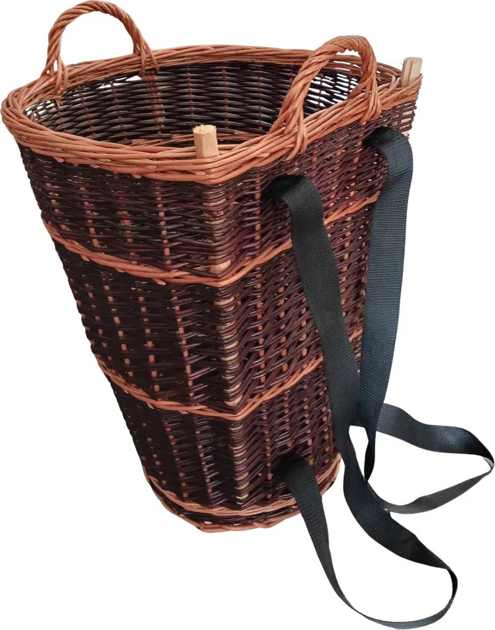 HRADIL H041 Nůše na dřevo s popruhy 59 - 75 cm přírodní vrba Rozměry koše: Vrch 43 x 38 cm, celk. vyška 59 cm