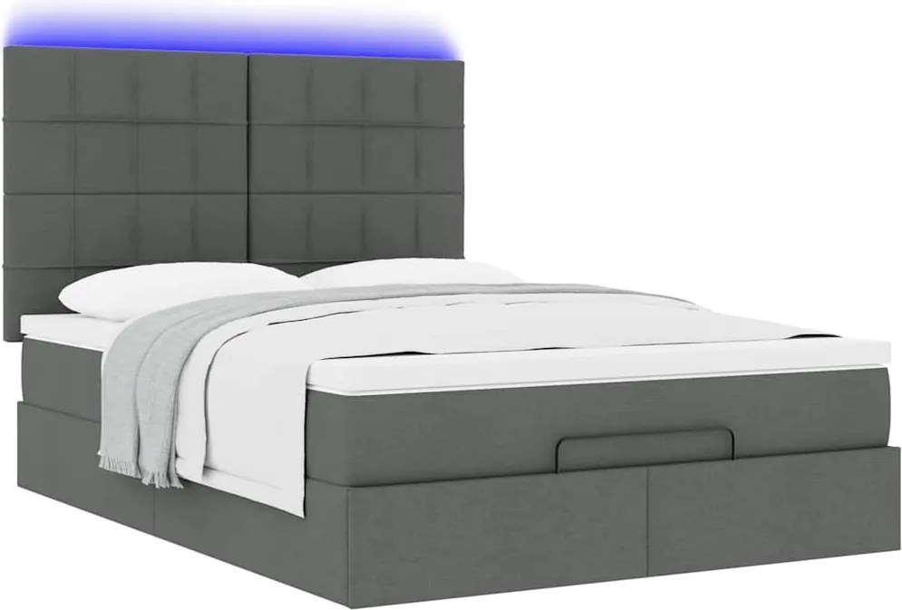 Osmanský rám postele s matrací tmavě šedá 140x200cm textil 3314011