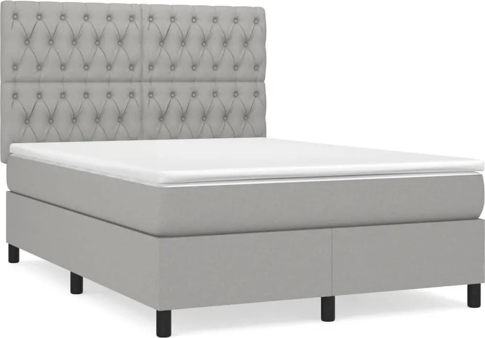 Box spring postel s matrací světle šedá 140 x 190 cm textil 3142009