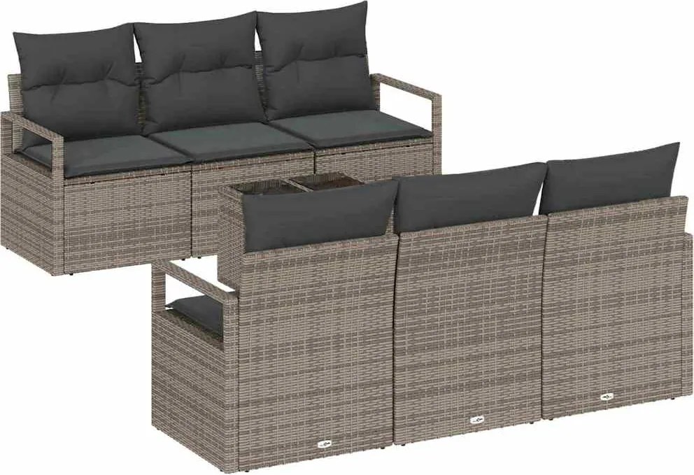 Set pohovek 7 ks 6-Počet míst Šedá polyratan 3346269