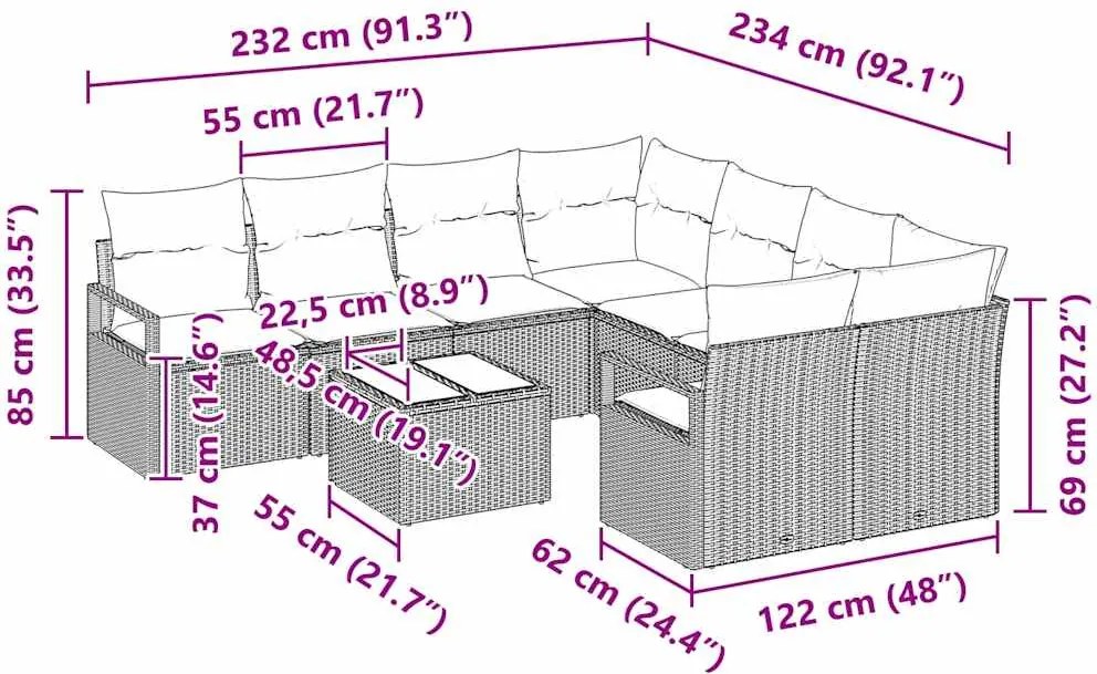 Set pohovek 9 ks 8-Počet míst Černá a tyrkysová polyratan 3346326