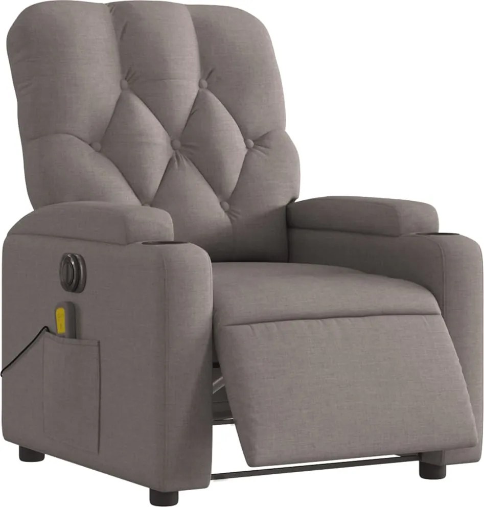 Elektrické masážní polohovací křeslo taupe textil 3204706