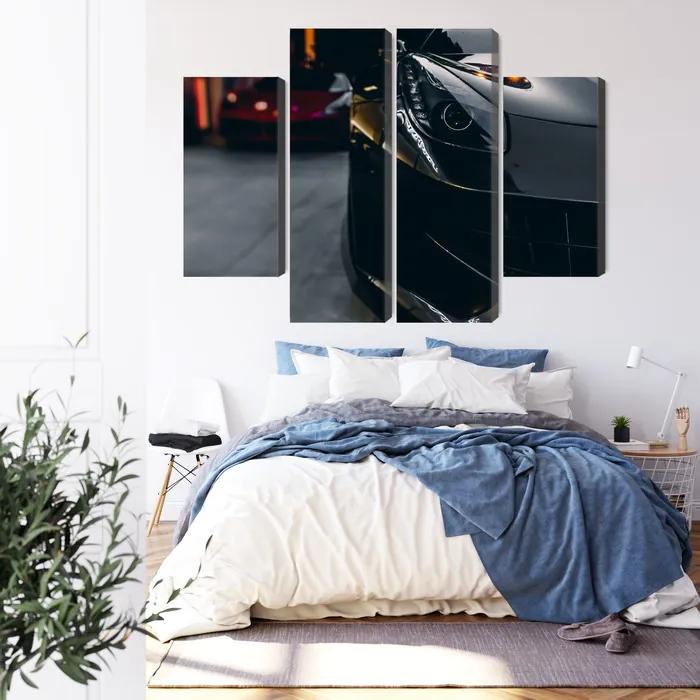 Vícedílný obraz Přední Část Černého Sportovního Vozu Nedostatek Nedostatek Plátno Canvas 160x120