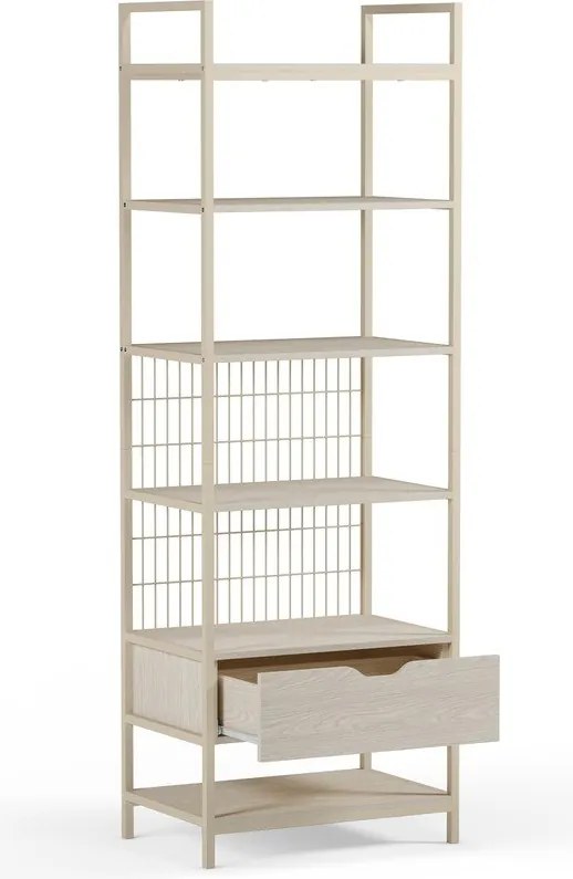 Krémová ocelová knihovna 60x179,5x40 cm Amara – Marckeric