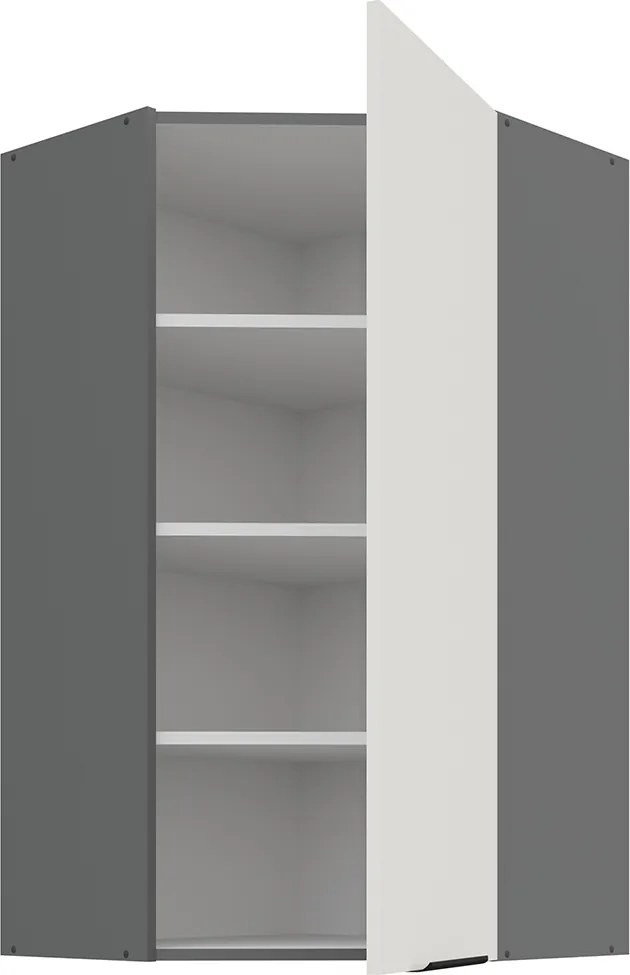 ARIA aw | horní kuchyňská skříňka 60x60 GN-108 1F (45°) rohová s policemi | 60x60 cm | EXTRA VYSOKÁ | antracit/bílá