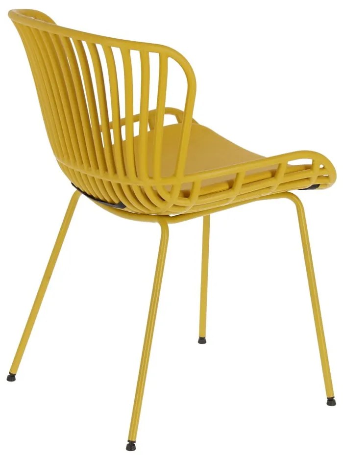 Hořčicově žlutá zahradní židle s ocelovou konstrukcí Kave Home Surpik