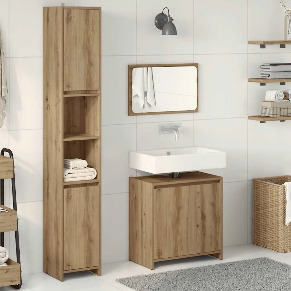 3dílná koupelnová sestava dub artisan kompozitní dřevo 3328566