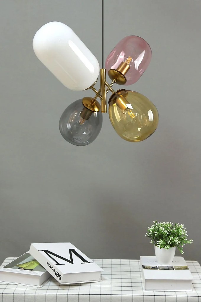 Toolight, Stropní svítidlo ze skla vícebarevné E14 60W APP436-4C, OSW-00565