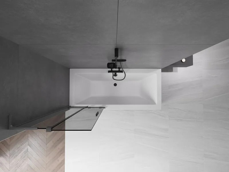 Mexen Velar L, 2-křídlová posuvná vanová zástěna 70 x 150 cm, 8mm šedé sklo, broušený grafit, 896-070-003-41-66
