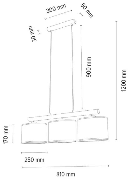 Spot-Light 1037400311537 - Lustr na lanku MERCEDES 3xE27/40W/230V dub