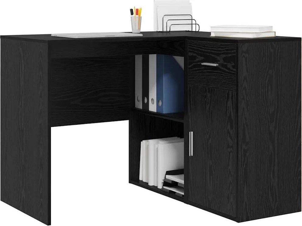 Rohový psací stůl se zásuvkou Černý dub 102 x 88 x 75 cm 3337274