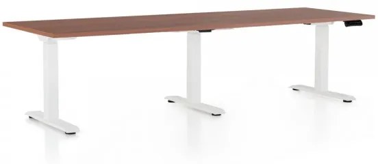 Výškově nastavitelný stůl OfficeTech Long, 240 x 80 cm, bílá podnož