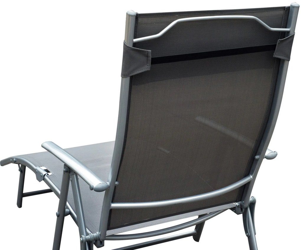 Zahradní lehátko Outsunny, skládací, nastavitelné s polštářem, lehátko šedé, kov a látka 137 x 63,5 x 100,5 cm pro zahradu a terasu
