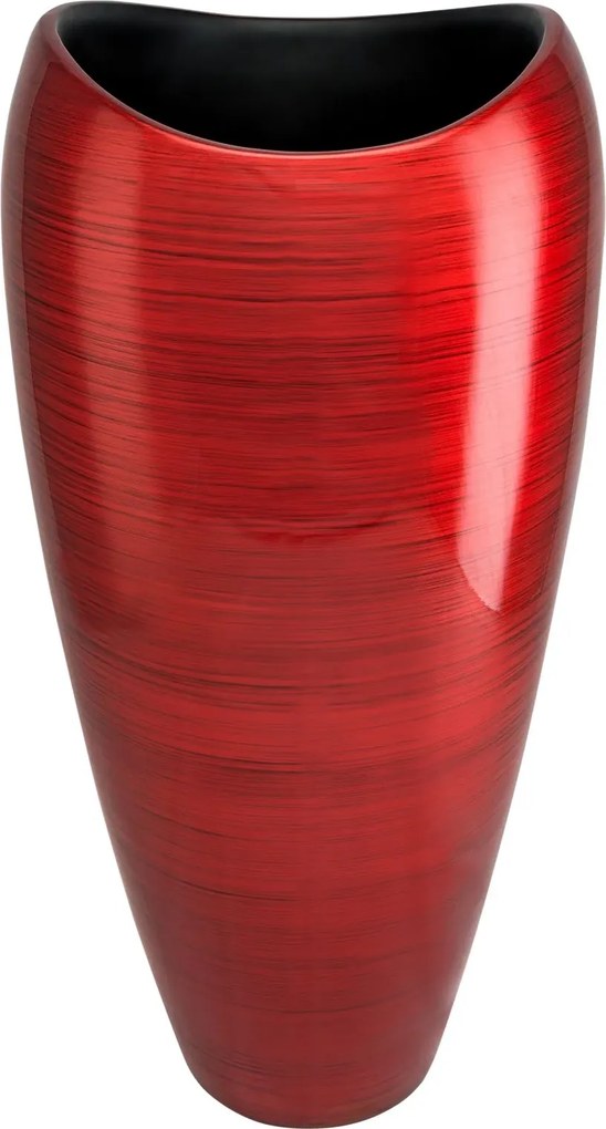 Květináč DELUXE, sklolaminát, výška 81 cm, červeno-černý lesk