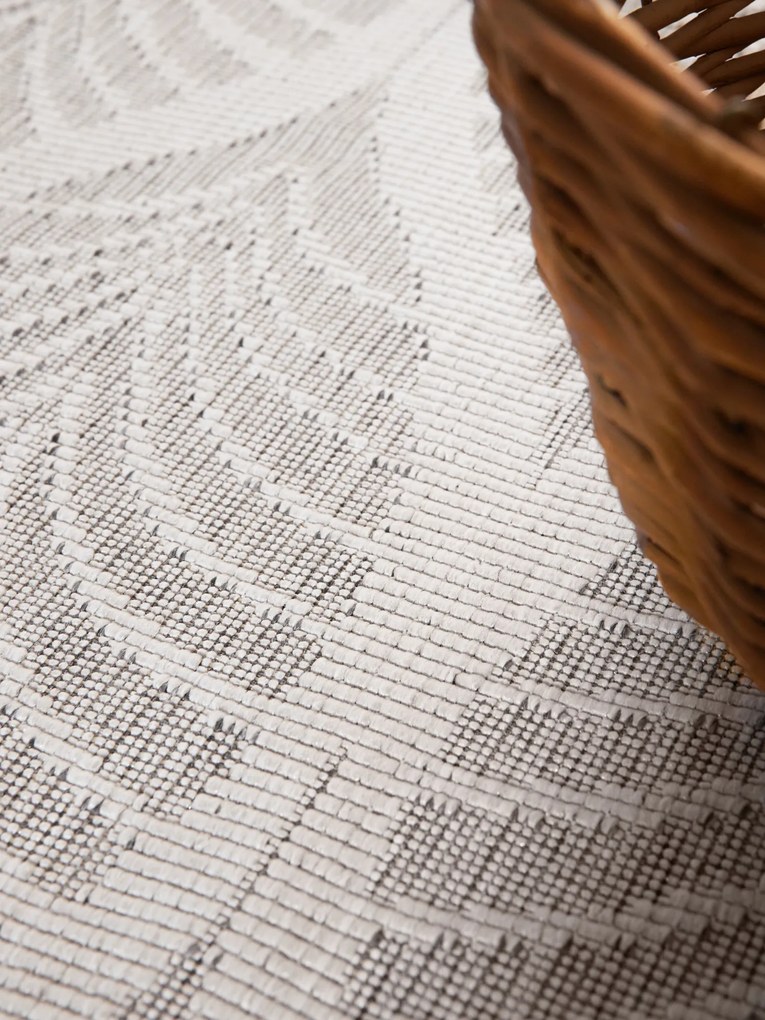 NORTHRUGS, Kusový koberec Duet Liora 106246 White/Gray kruh - na ven i na doma, 160x160 (průměr) kruh, šedá, chodba / předsíň