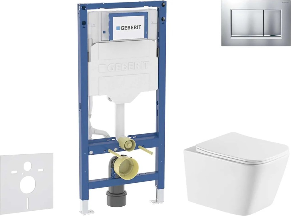 Geberit Duofix - Set předstěnové instalace, klozetu Arkas I a sedátka softclose, tlačítko Sigma20, lakovaný chrom mat/chrom SANI11CA2115