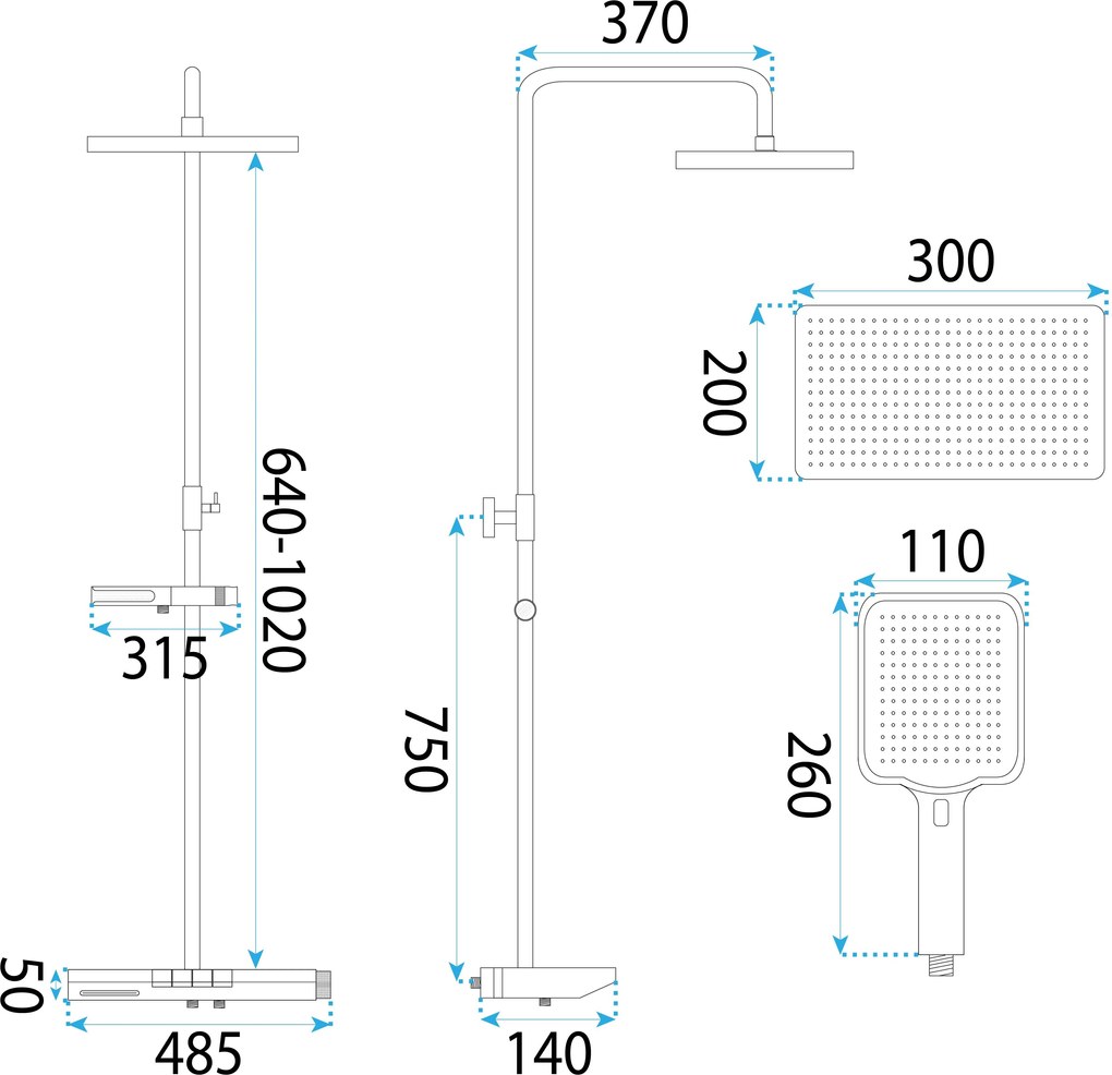 Rea Pedro, sprchový set s termostatem, grafitová, REA-P0896