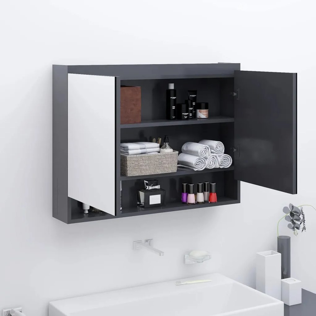 Koupelnová skříňka se zrcadlem 80 x 15 x 60 cm MDF šedá 331534