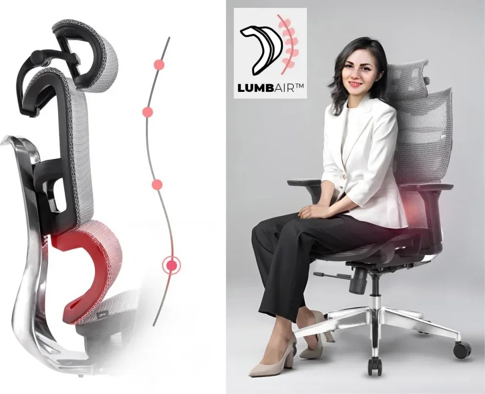 Ergonomická síťovaná kancelářská židle MOSH Airflow 690 – černo-bílá