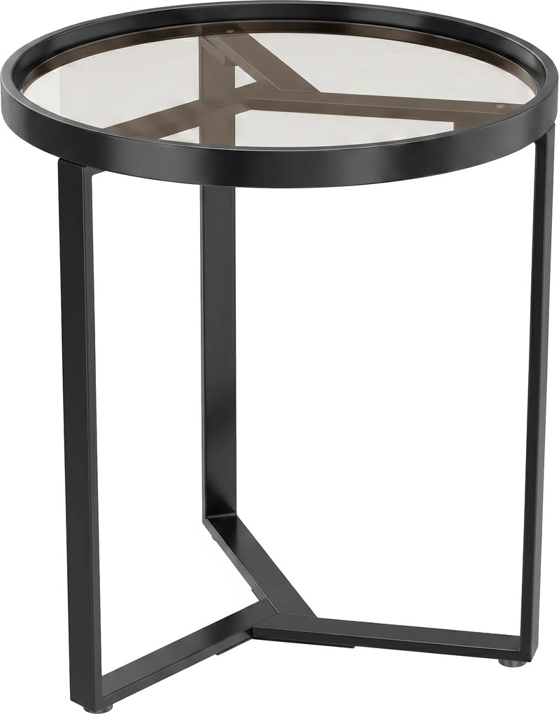 HOMCOM kulatý odkládací stolek se skleněnou deskou a geometrickým kovovým rámem, moderní doplněk do malých prostor, obývací pokoj a ložnice, černý