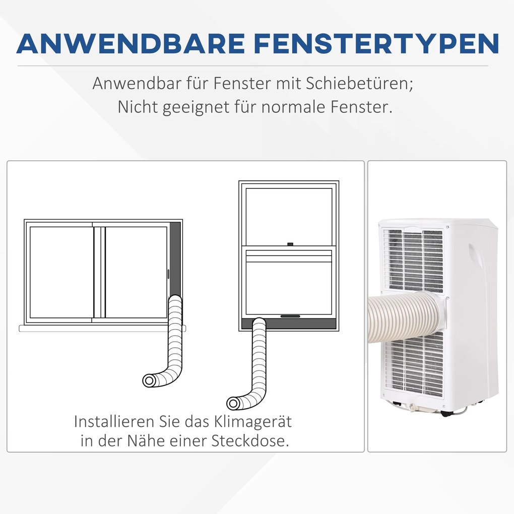 Mobilní klimatizace 3 v 1, včetně dálkového ovládání, 9K BTU, 24hodinový časovač, ABS, bílá