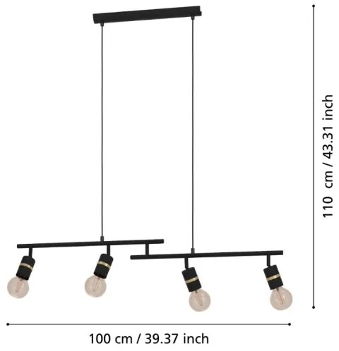 Eglo 900177 - Lustr na lanku LURONE 4xE27/10W/230V