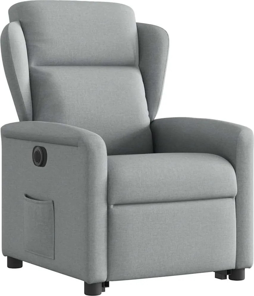 Elektrické zvedací polohovací křeslo světle šedé textil 3303154