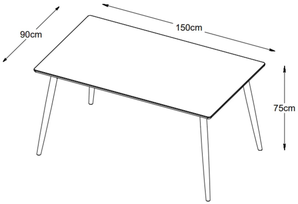 Dubový jídelní stůl Unique Furniture Barrali 150 x 90 cm
