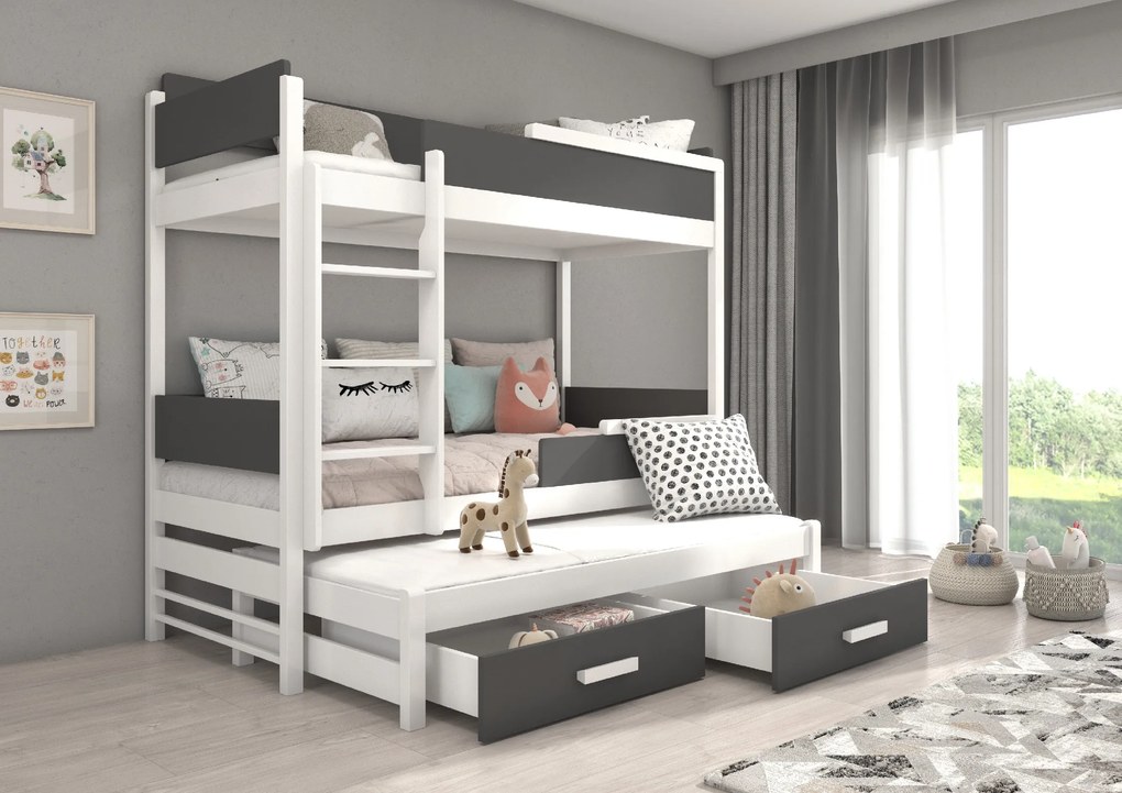 ADRK Furniture Patrová třílůžková postel QUEEN 200x90 CH-QUE-W_AN-200