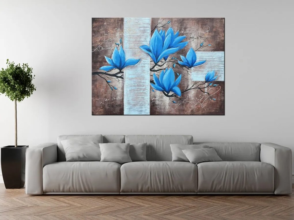 Gario Ručně malovaný obraz Nádherná modrá magnolie Rozměry: 70 x 100 cm