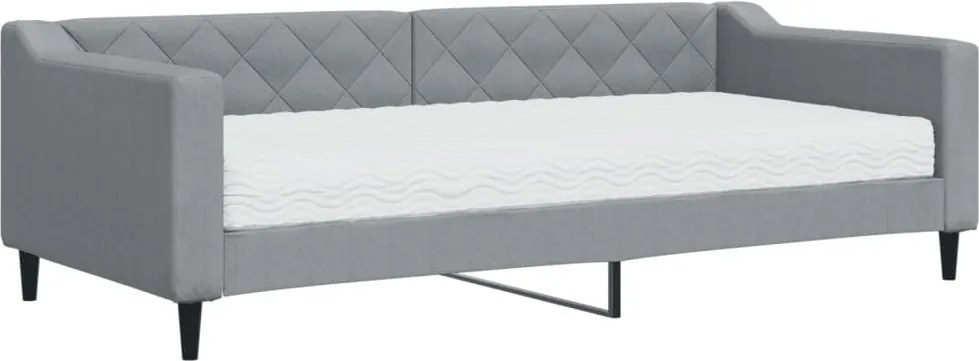 Válenda s matrací světle šedá 90 x 200 cm textil 3197408