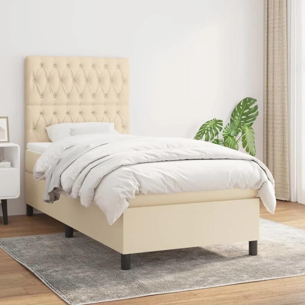 vidaXL Box spring postel s matrací 90x200 cm textil [3141989] Barva: tmavě hnědá