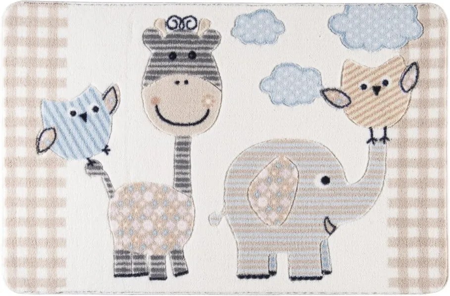 Dětský béžový koberec Confetti Animal Kingdom, 133 x 190 cm